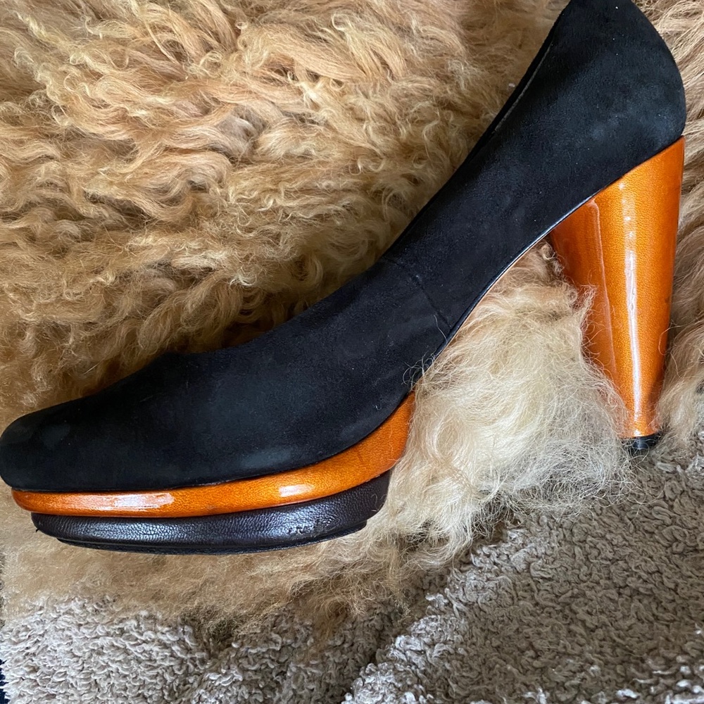 Devani Platform Black Suede With Orange Heels 8 - Gem